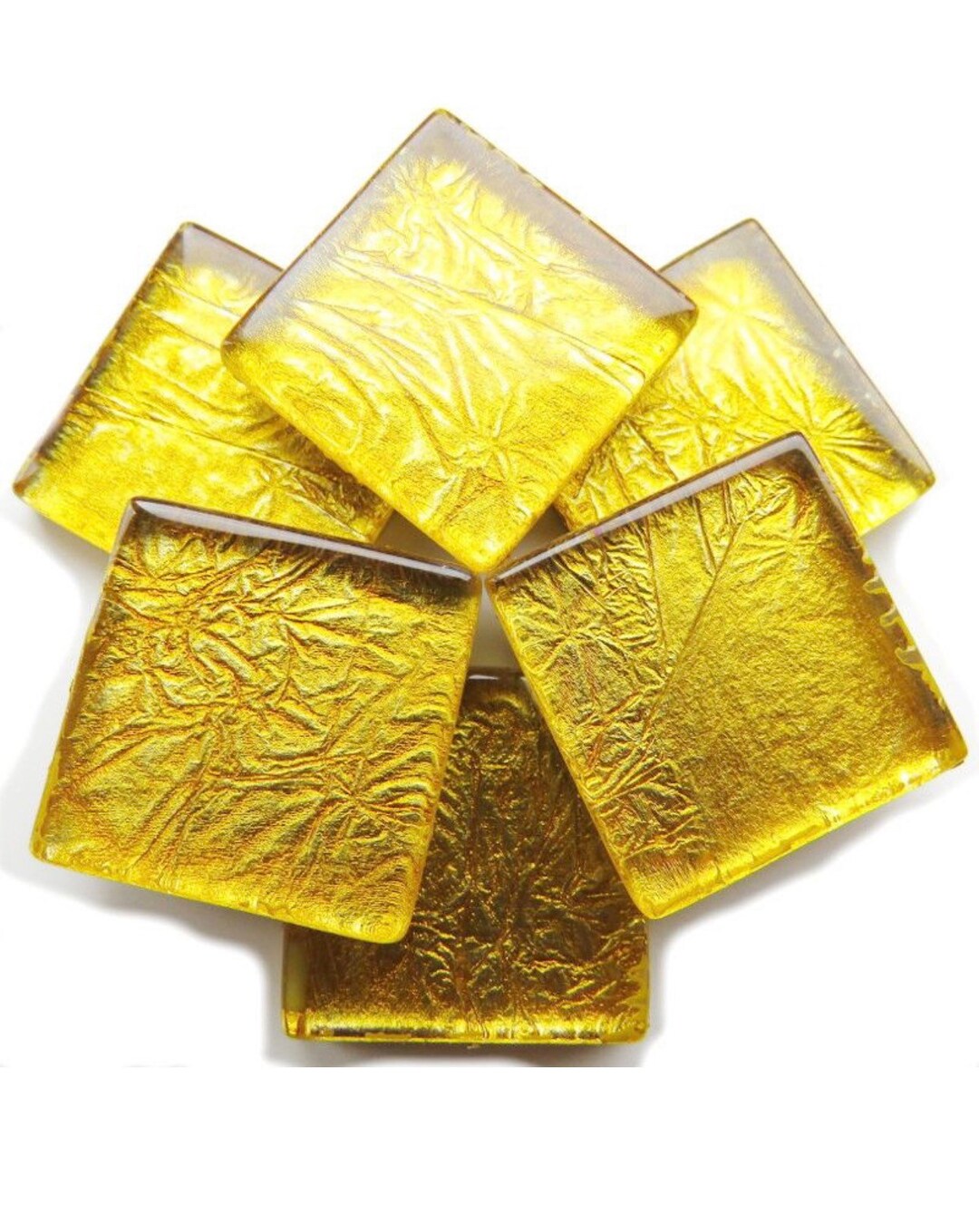 Mosaic Tiles/20mm Gold Foil Backed Glass Tiles 20pc/ Mosaic Glass Tiles ...