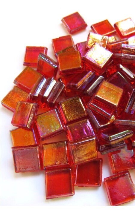 10mm 3/8 Mini Cherry Red Iridescent Transparent Glass - Etsy