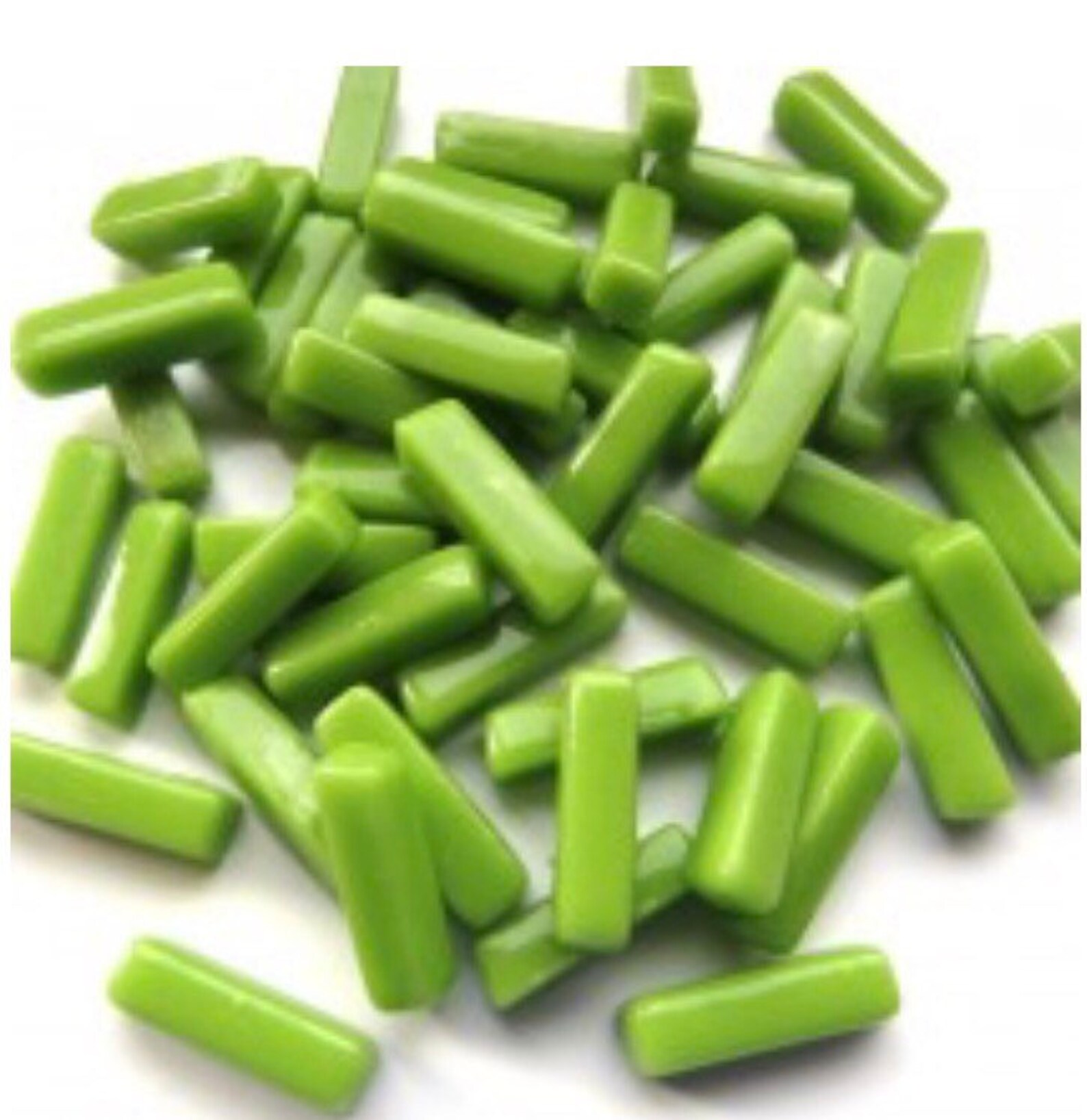 Mosaic Tiles 20mm Vivid Green Glass Stix 50g (+\-25pc)//mosaic Tiles ...
