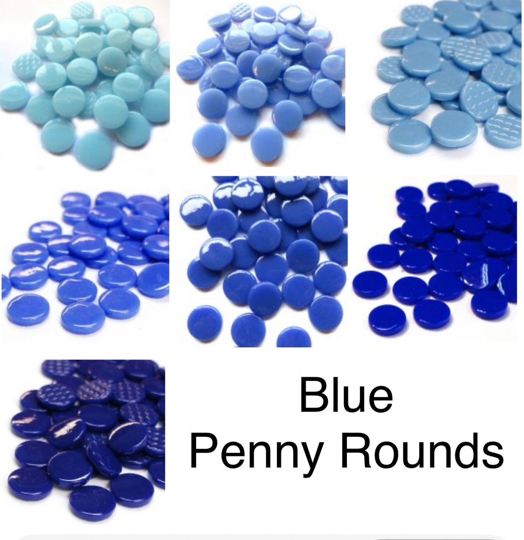Mosaic Tiles//choose Blue Glass Penny Rounds (18mm)(25count)//glass ...