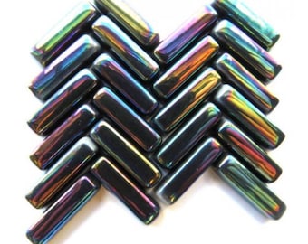 Mosaic Tiles/ 20mm Absolute Black Glass Stix 50g 25pc//mosaic Tiles ...