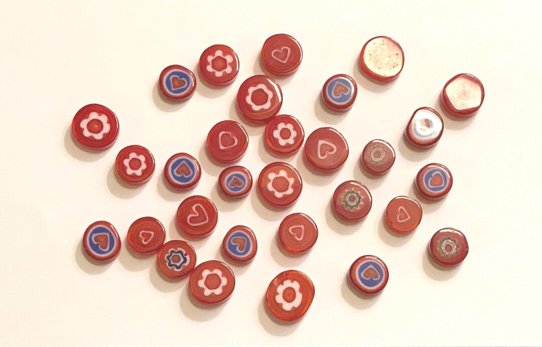 Mosaic Tiles/red Millefiori Glass Mix 1 Ounce (+/- 25pc)// - Etsy