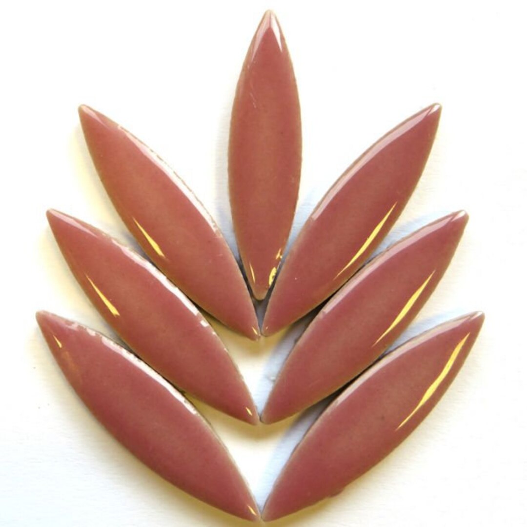 Mosaic Tiles/ LARGE Dusty Rose Glazed Ceramic Tiles Petal Leaves ...