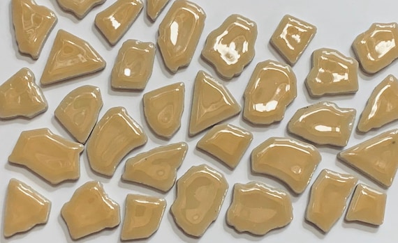 Light Tan Glazed Ceramic Jigsaw Tiles//Mosaic Tiles//Mosaic | Etsy