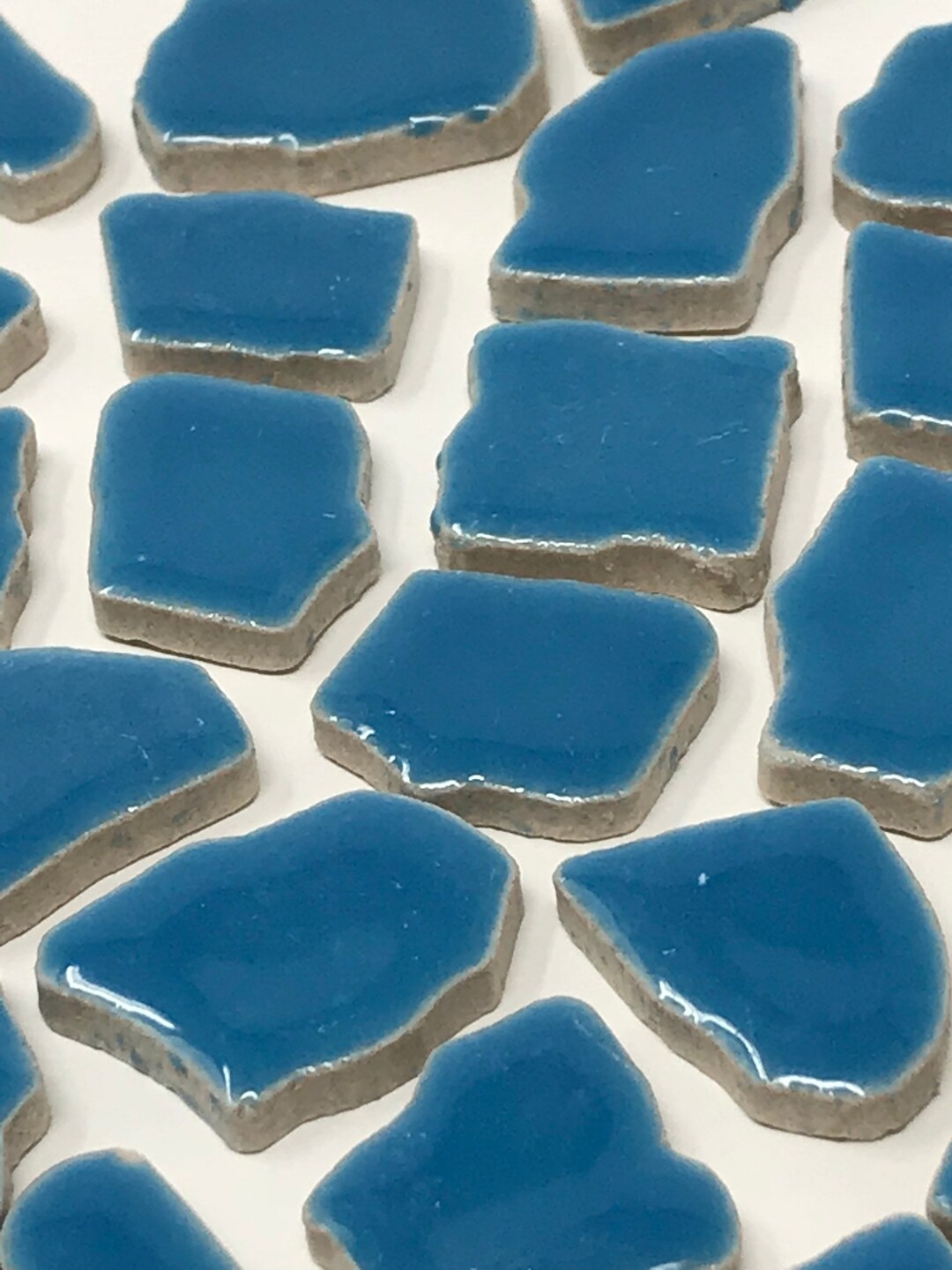 Thalo Blue Glazed Ceramic Jigsaw Tiles//mosaic Tiles//mosaic Surplus ...