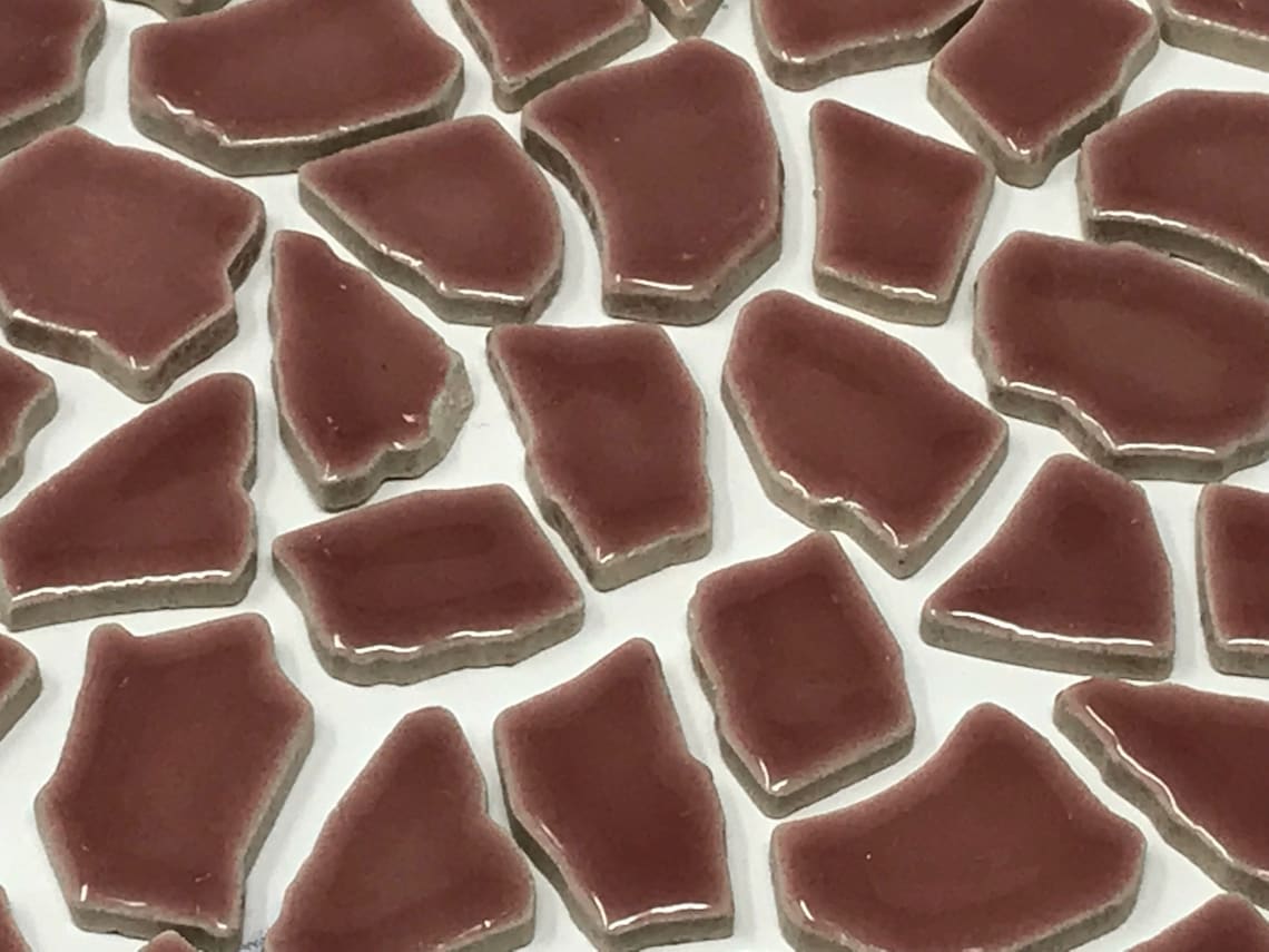 Dusty Rose Glazed Ceramic Jigsaw Tiles//mosaic Tiles//mosaic | Etsy