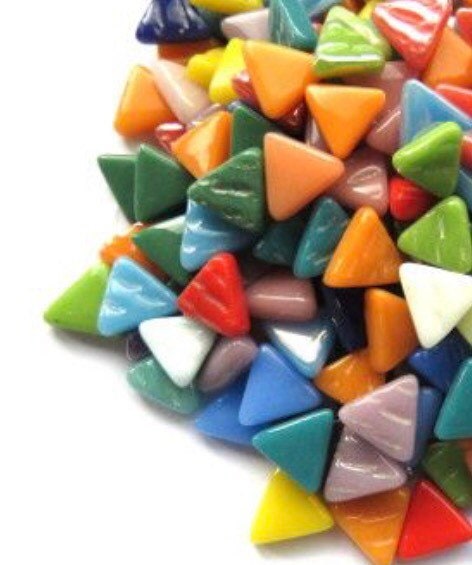 Mosaic Tiles/ MINI 10mm Carnival Glass Triangles Mix Gloss and ...