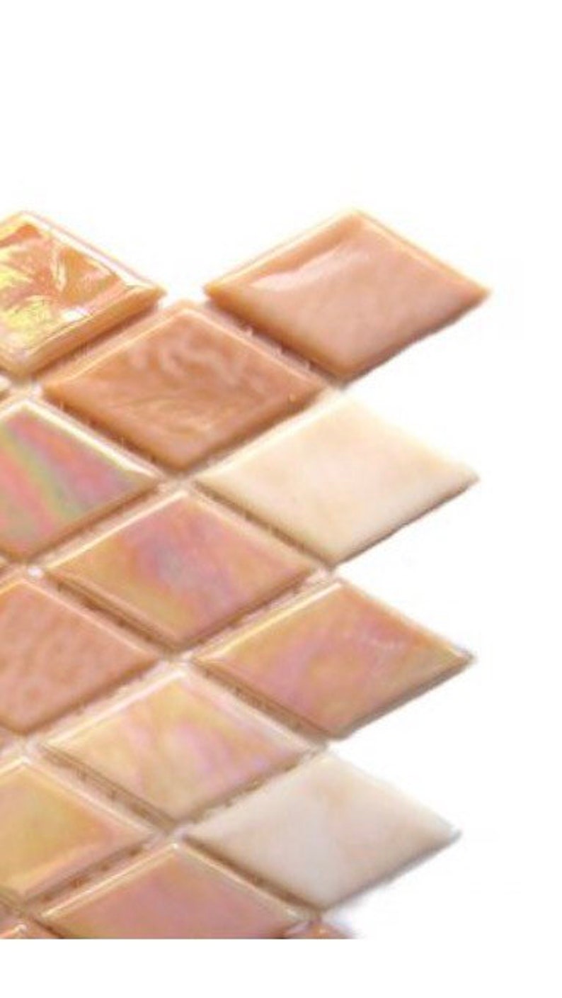 Coral Shell Glass Diamonds 14 Pieces//mosaic Tiles// Mosaic | Etsy