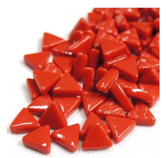 Mosaic Tiles/ MINI 10mm Bright Red Glass Triangles 50g | Etsy