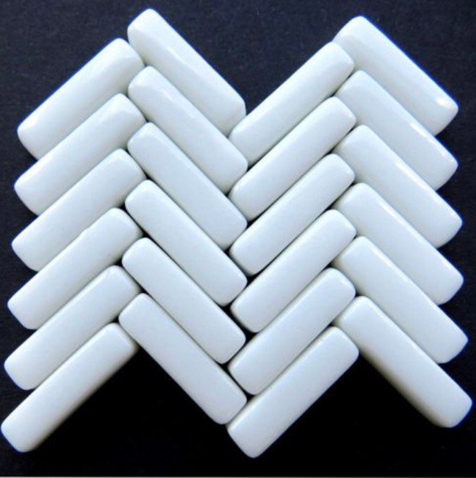 20mm Bright White Glass Stix 50g (25pc)//mosaic Tiles//mosaic Glass ...