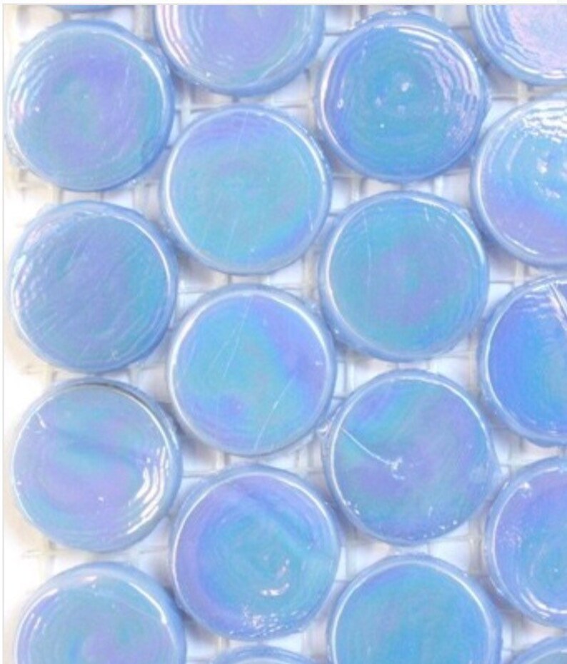 Atoll Blue Iridized Glass Penny Rounds (18mm)(25count)//glass Tiles ...