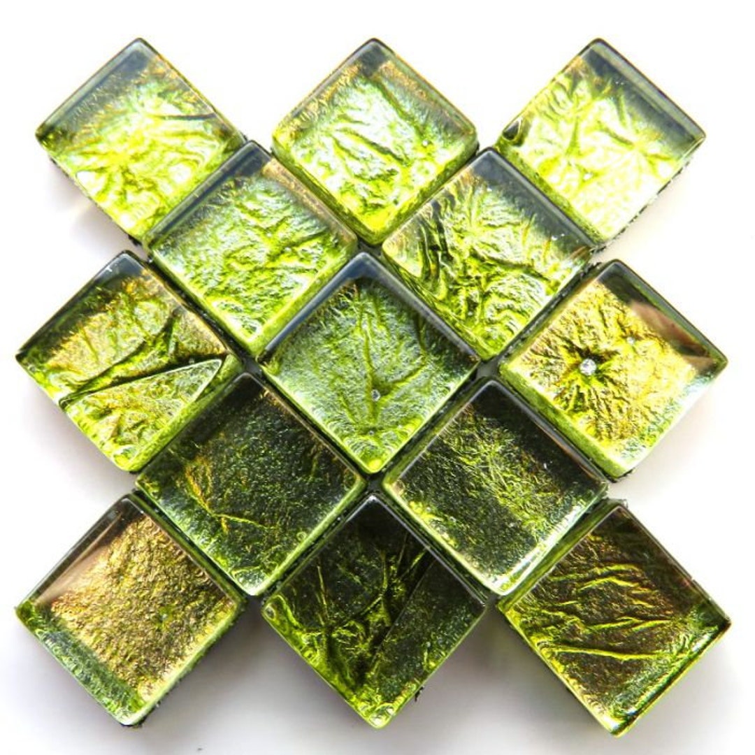 Mosaic Tiles/10mm Mini Acid Green Foil Backed Mosaic Tiles 3/8"(50pc ...