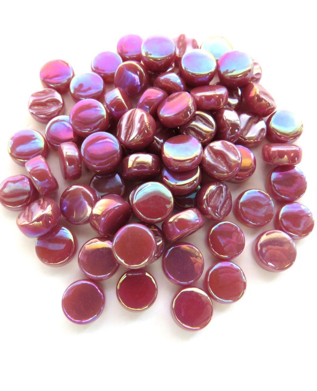 Mosaic Tiles/ 100 MINI 8mm Raspberry Cream PEARLESCENT Darling Dotz ...