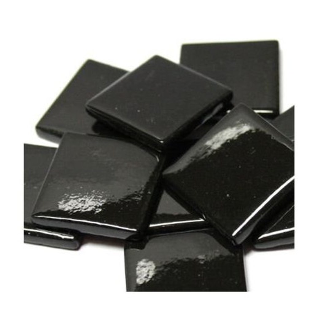 Mosaic Tiles//large 25mm Opal Black Glass Tiles 100g (+\- 18pc ...