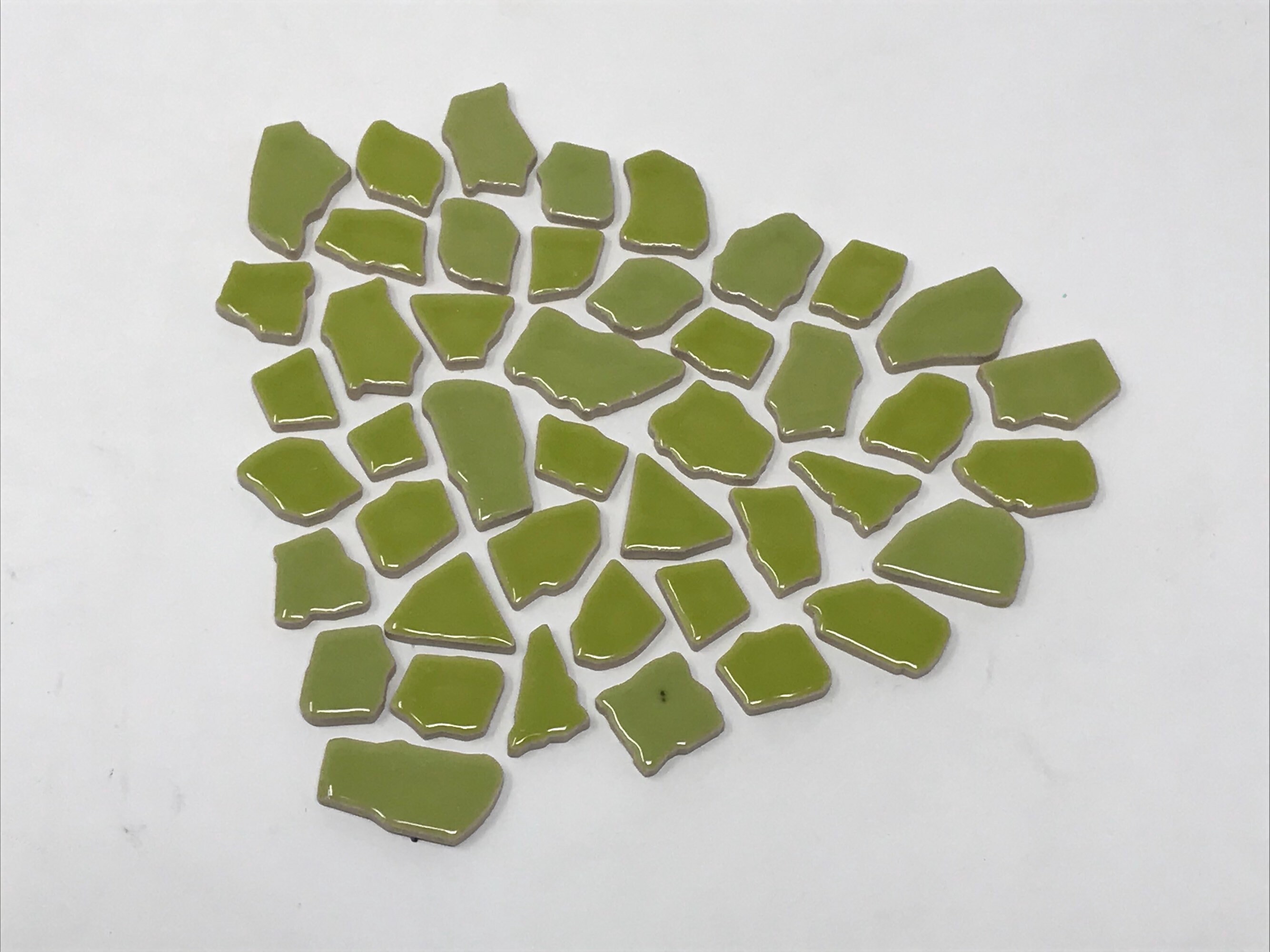 Kiwi Green Glazed Ceramic Jigsaw Tiles//mosaic Tiles//mosaic Surplus ...