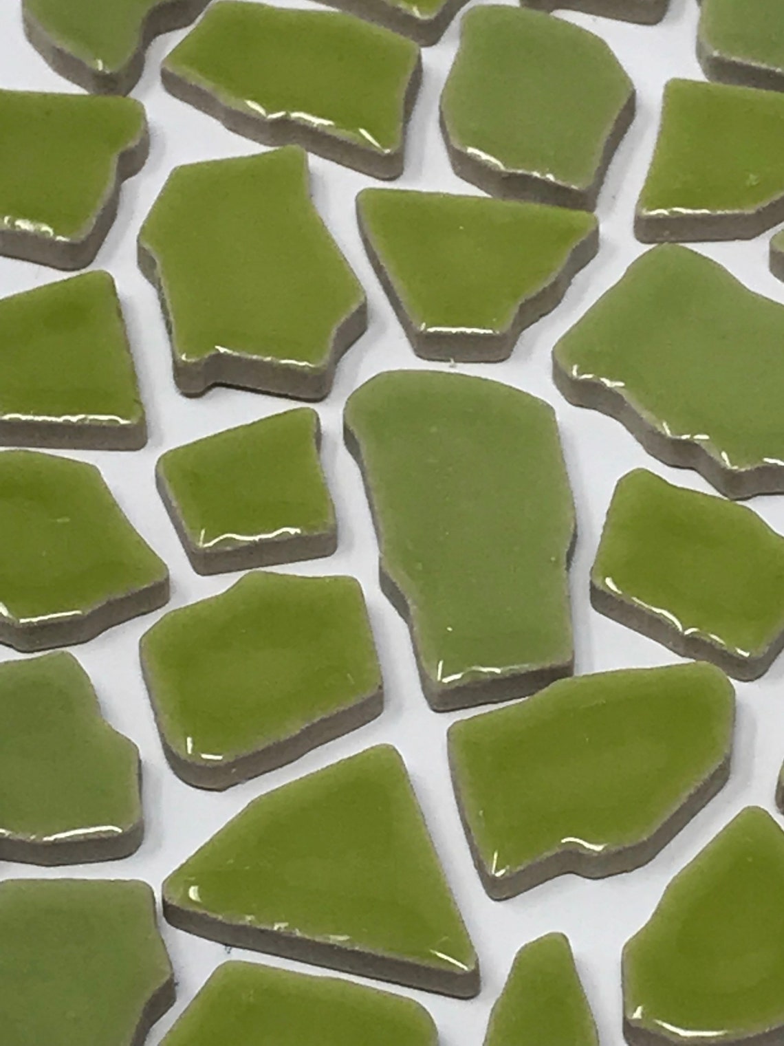 Kiwi Green Glazed Ceramic Jigsaw Tiles//mosaic Tiles//mosaic Surplus ...