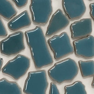 Azure Blue Glazed Ceramic Jigsaw Tiles//mosaic Tiles//mosaic Surplus ...