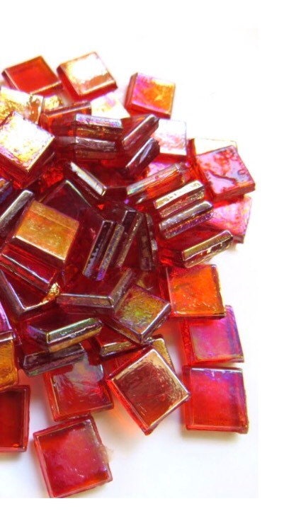 10mm 3/8 Mini Cherry Red Iridescent Transparent Glass - Etsy