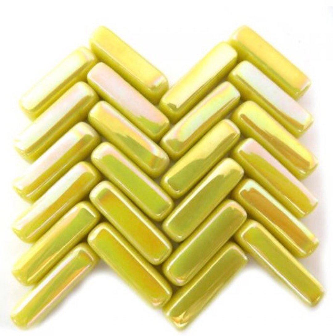 Mosaic Tiles/ 20mm Iridescent Yellow Glass Stix 50g (+\-40pc)//mosaic ...
