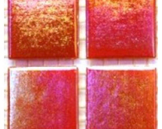 3/4" Ruby Red Iridescent Mosaic Glass Tiles (25 Count)// Mosaic Tiles ...