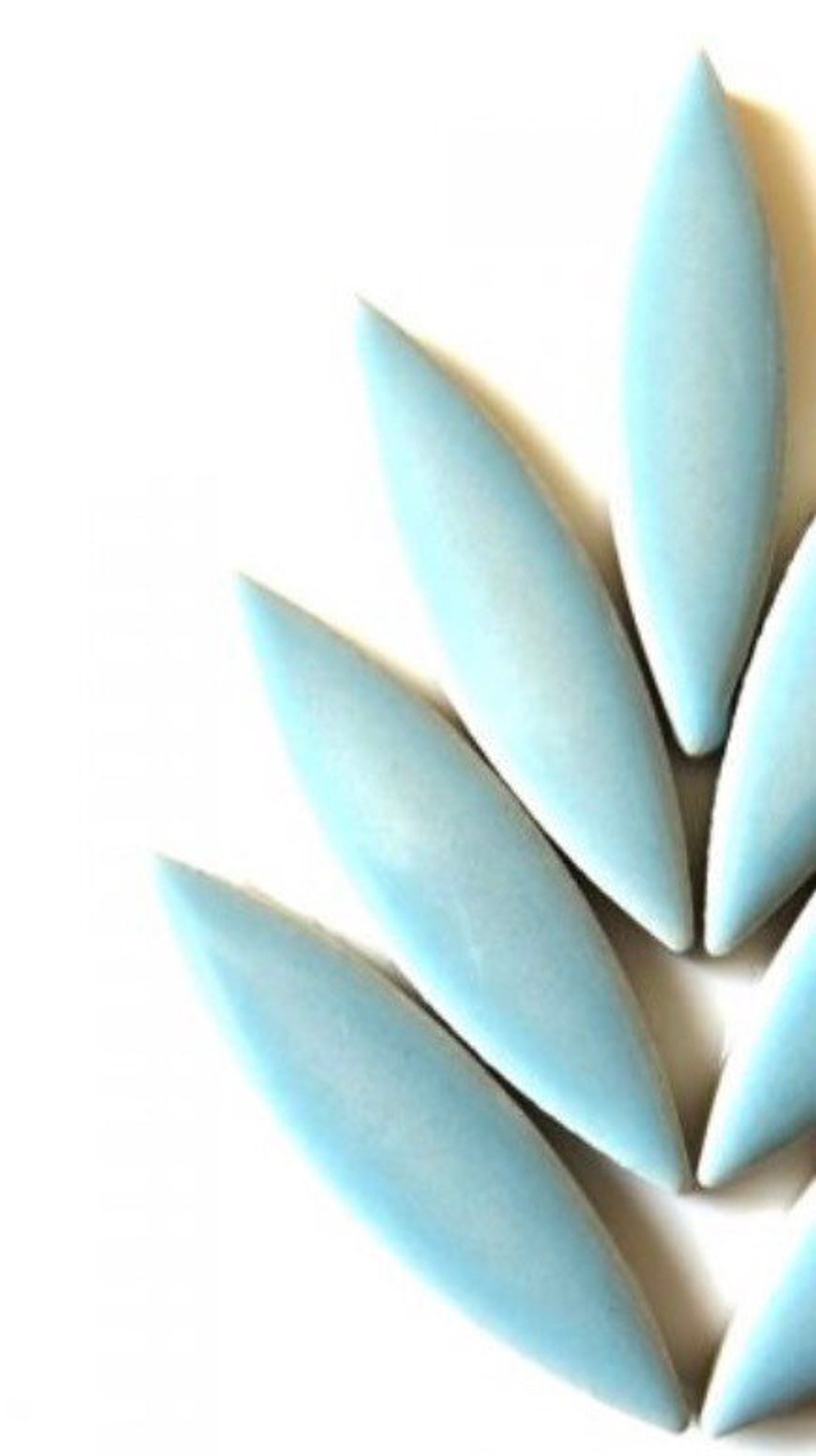 LARGE Azure Blue Glazed Ceramic Tiles Petal Leaves//mosaic Tiles ...