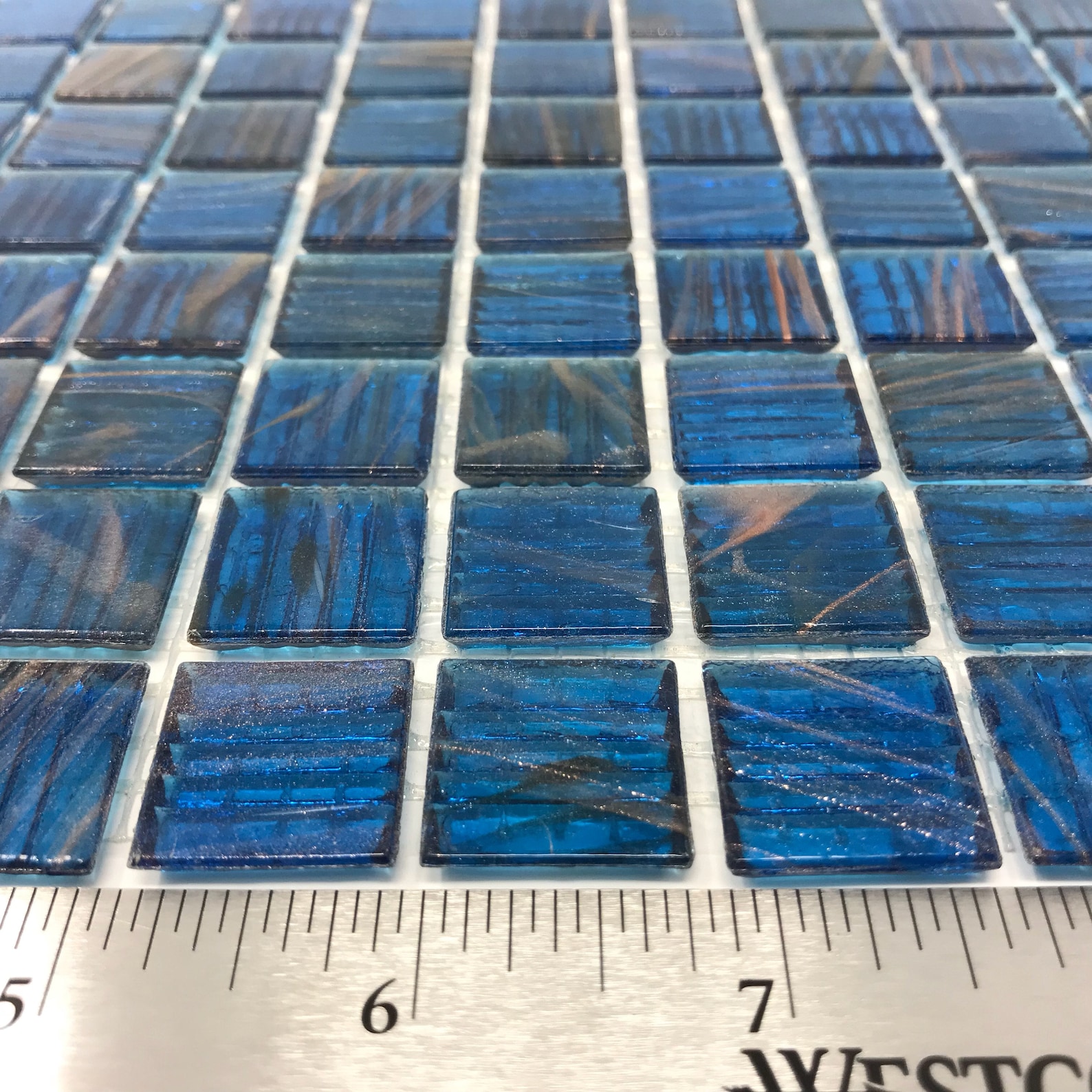 3/4 Island Blue Metallic Glass Tiles 25 // Mosaic - Etsy