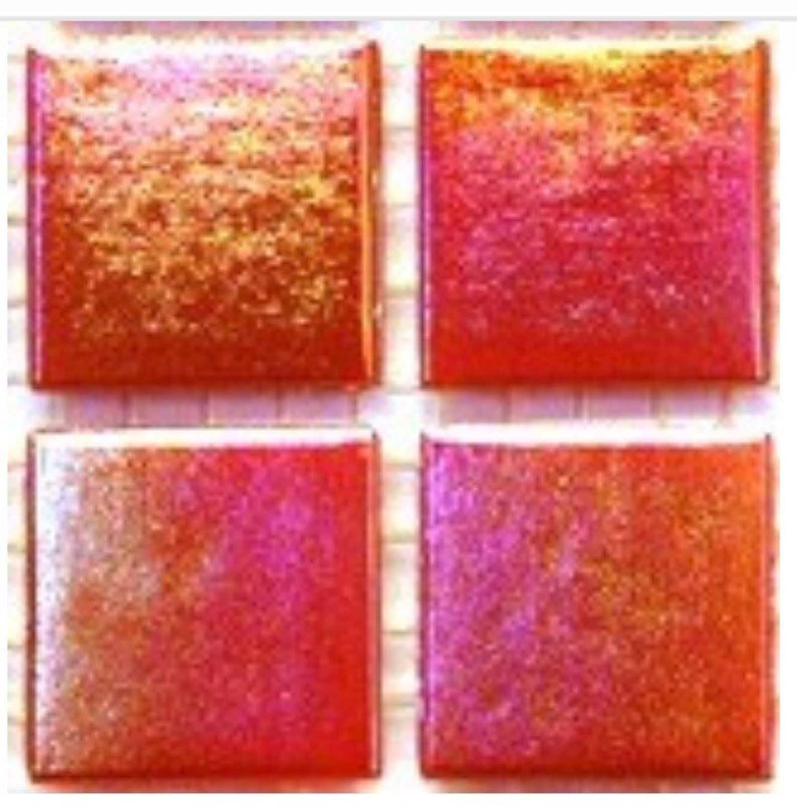 3/4 Ruby Red Iridescent Mosaic Glass Tiles 25 Count// - Etsy