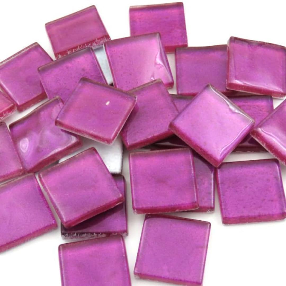 Mosaic Tiles/20mm Fuchsia Razzleberry Glass Tiles 20pc/ Mosaic Glass ...