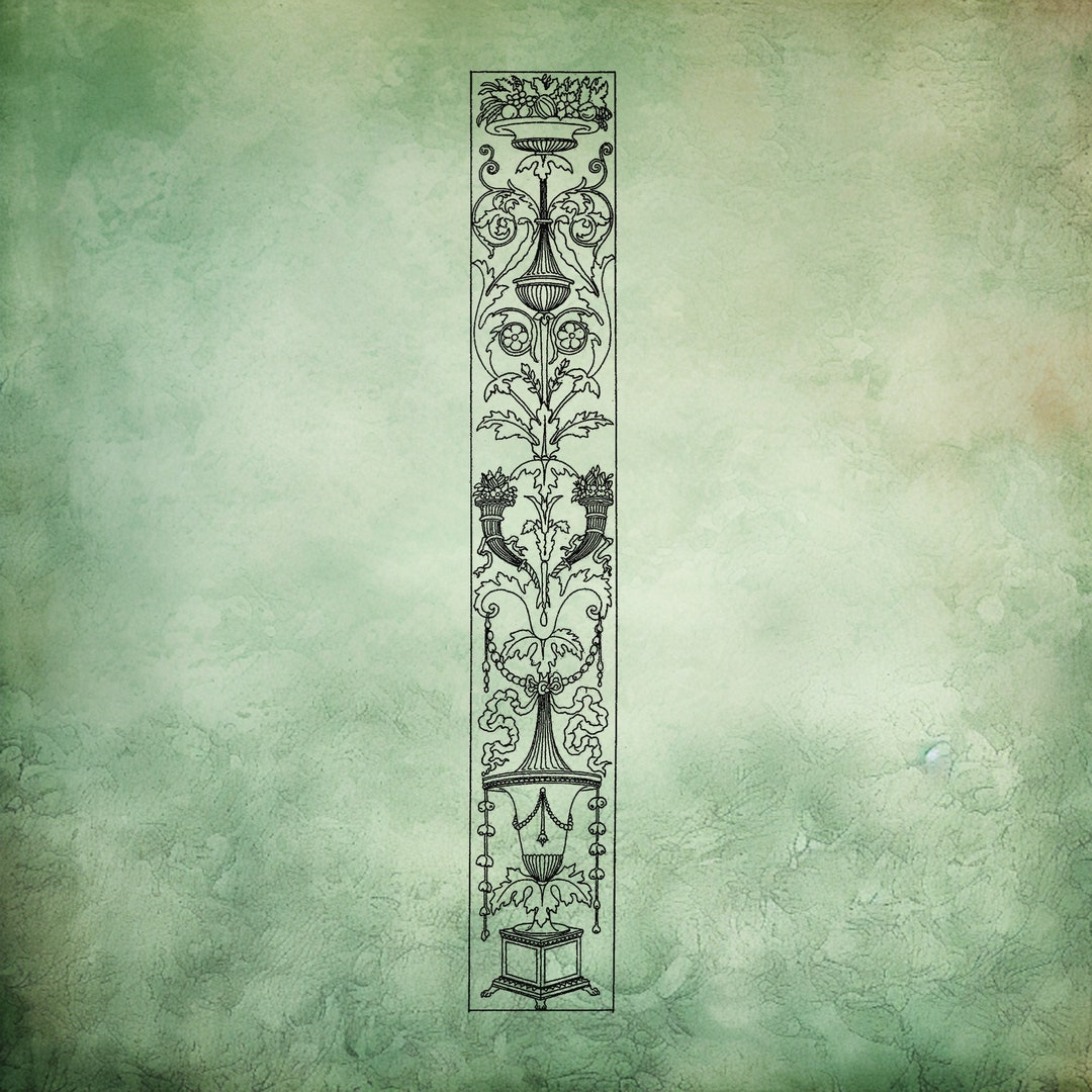 Baroque Ornamental Stamp Large Vertical Ornate Banner Antique Style ...