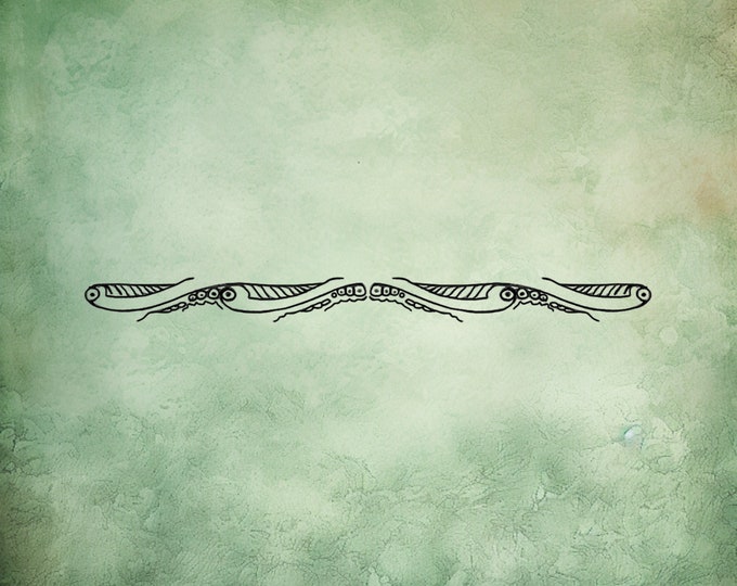 Medieval Illuminated Manuscript Stamp Elaborate Horizontal Band ...