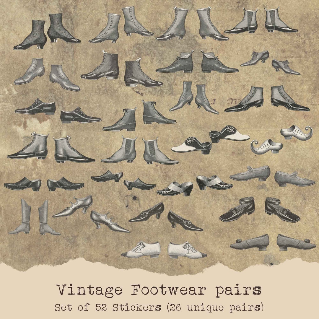 Stickers Peel and Stick Vintage Footwear Shoes Fashion Stickers 26 ...