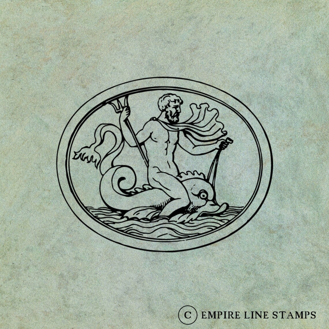 Classical Greek Neoclassical Neptune on Dolphin Oval Decorative Element ...