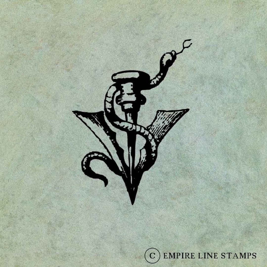 Snake Wrapped Around an Arrow Spear Head - Antique Style Clear Stamp ...