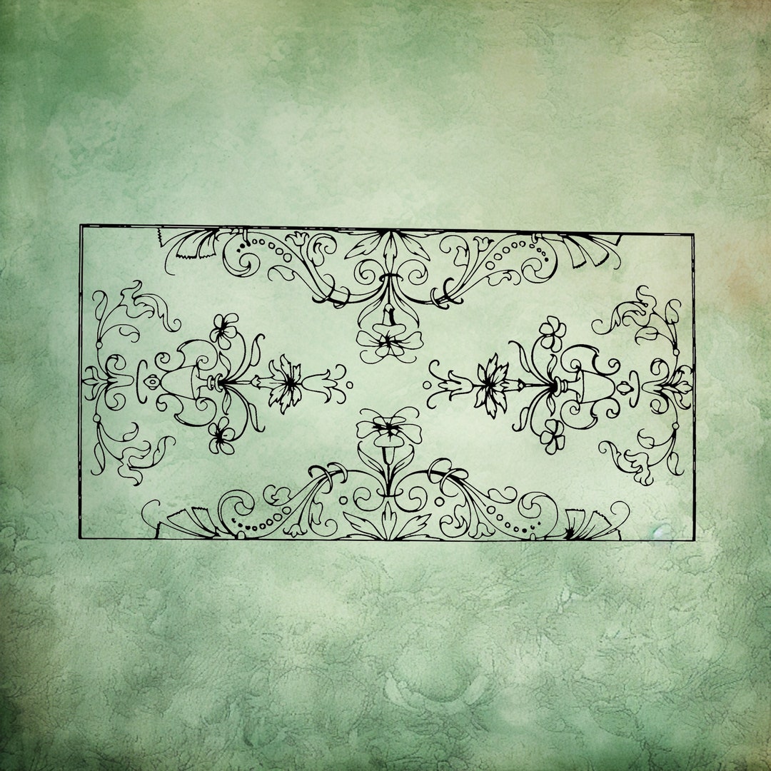 Baroque Ornamental Stamp Horizontal Ornate Flower and Urn Element ...