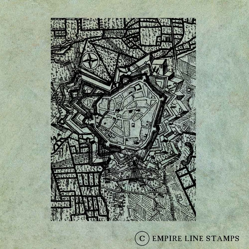 ATC Background Detailed Old City Map Plan Antique Style Clear Stamp - Etsy