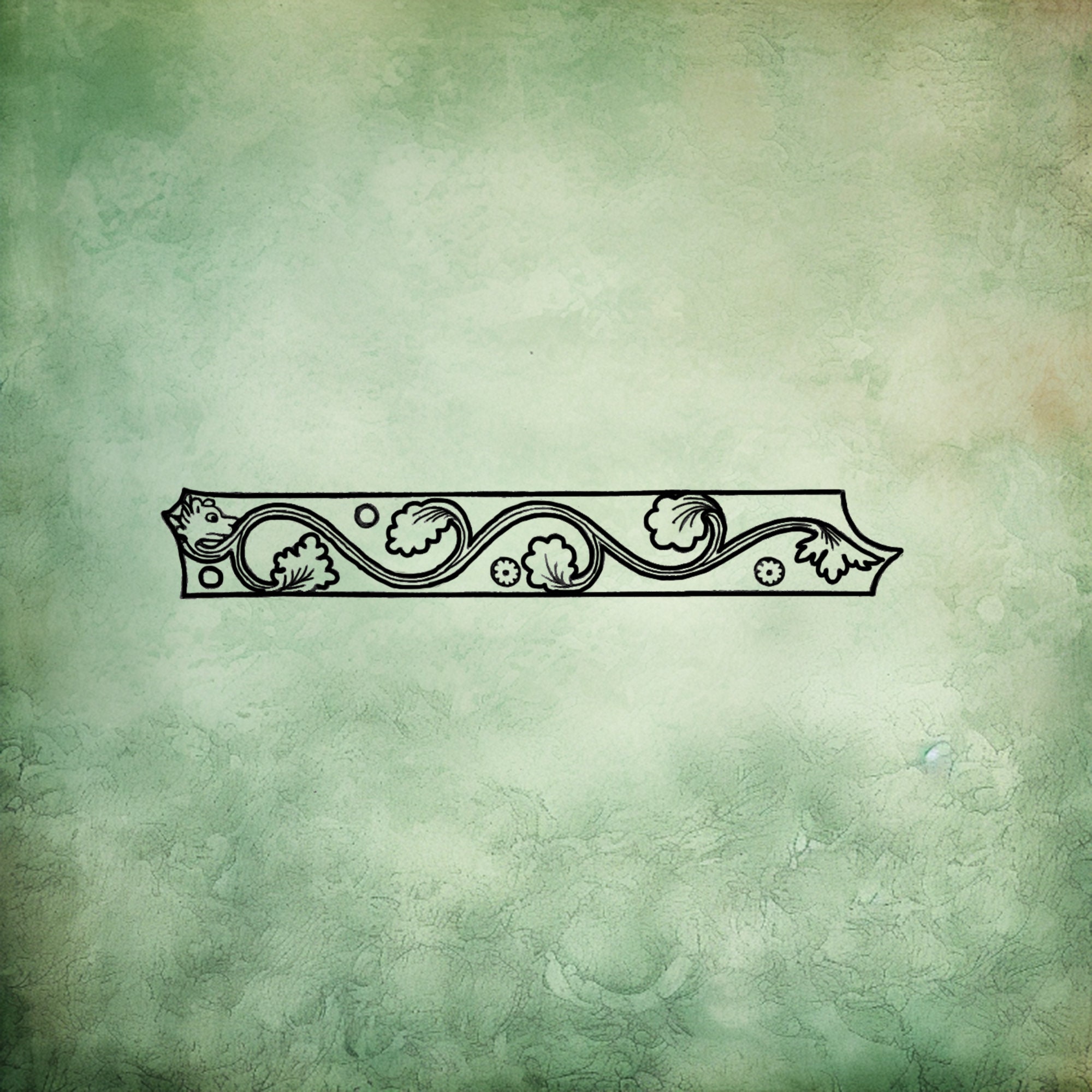 Medieval Illuminated Manuscript Stamp Swirling Creature - Antique Style ...