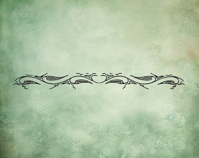 Medieval Illuminated Manuscript Stamp Elaborate Horizontal Band ...