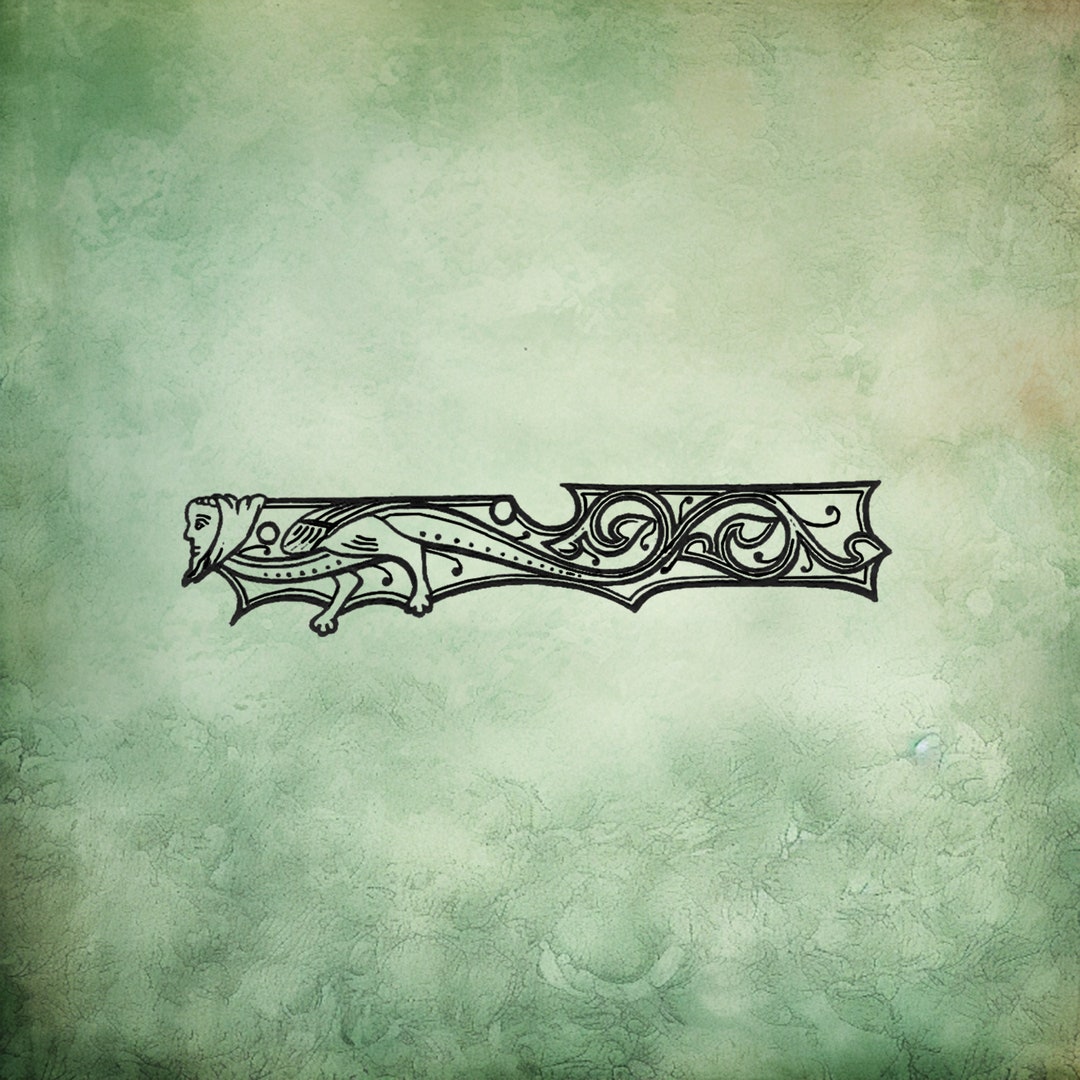 Medieval Illuminated Manuscript Stamp Pattern Border Header Hooded ...