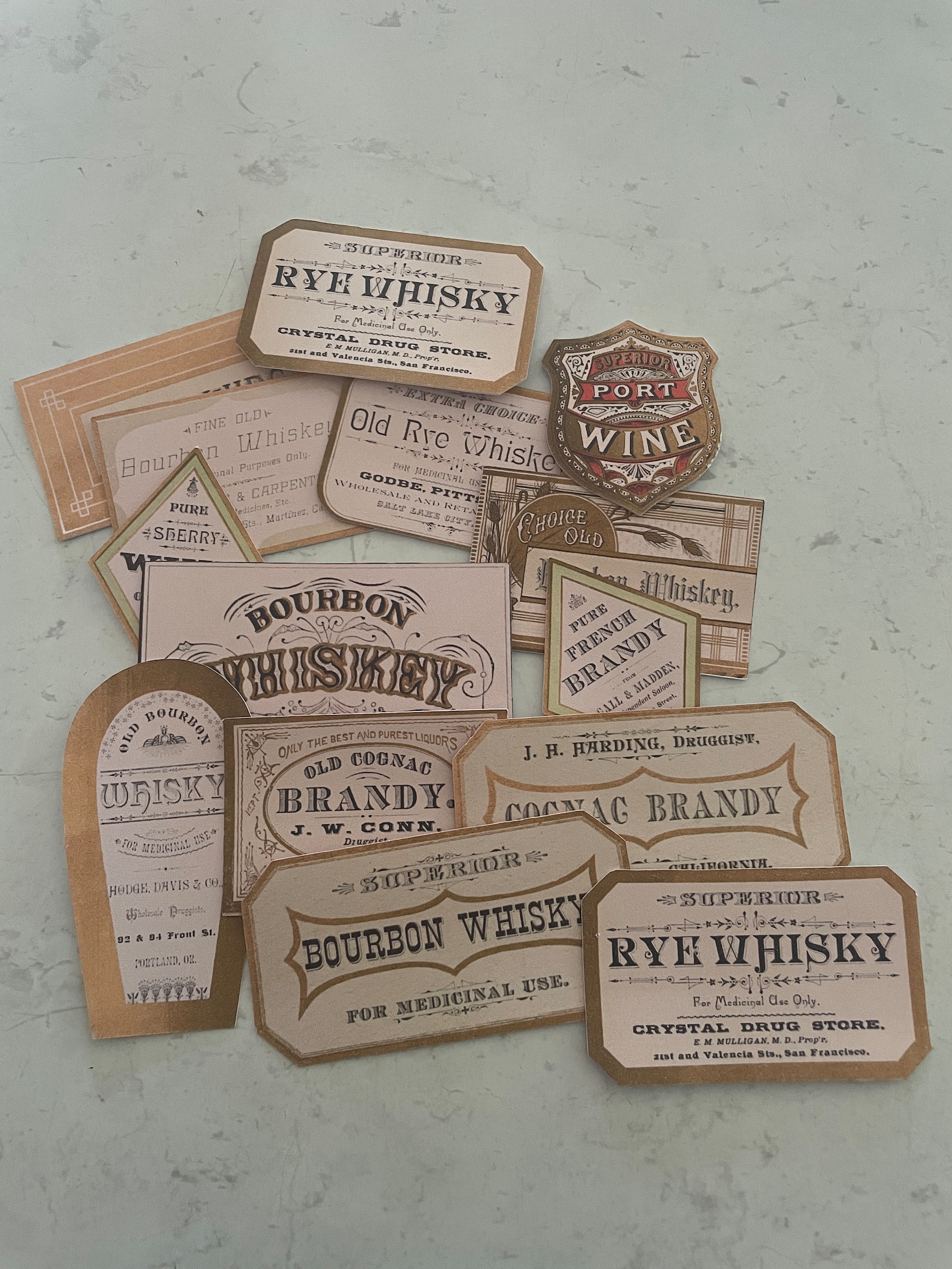 Vintage Beverage Whisky Rum Labels TAGS 19th Century Labels Set of 14 ...