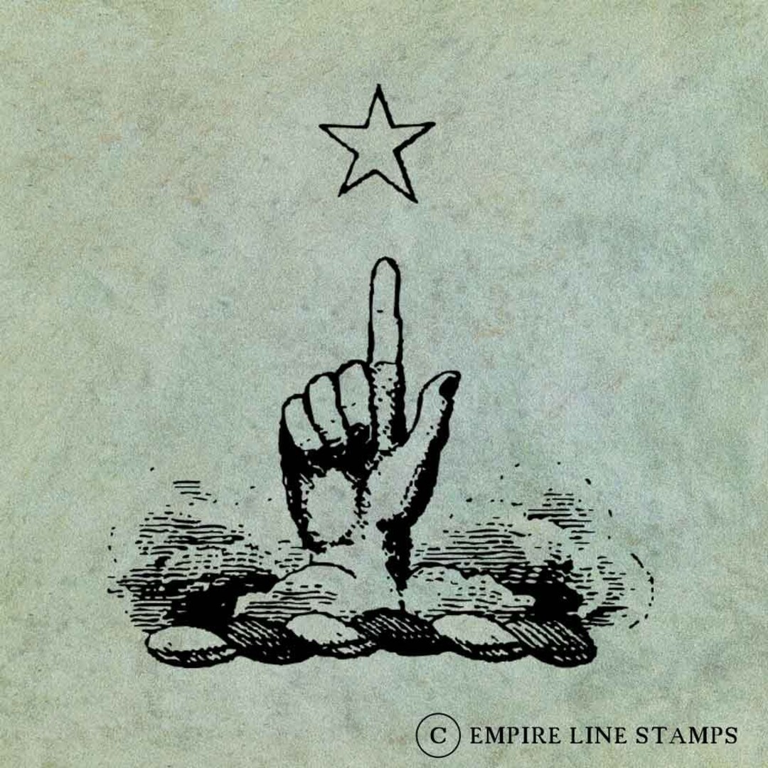 Hand Pointing to Star - Antique Style Clear Stamp - Etsy