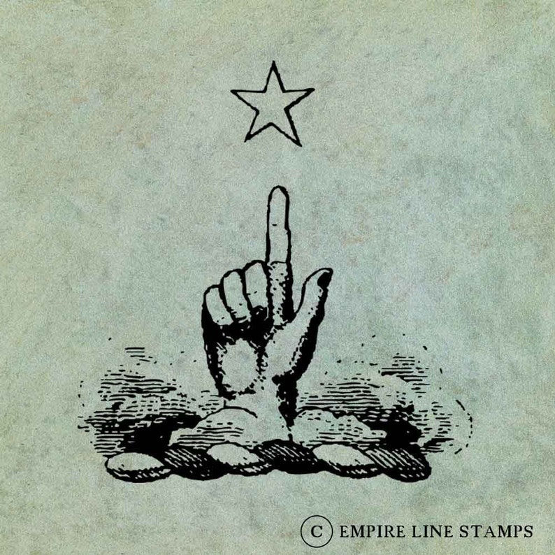 Hand Pointing to Star - Antique Style Clear Stamp - Etsy
