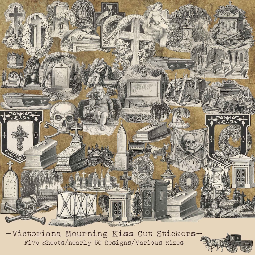 Victoriana Mourning Funeral Tomb Cross Hearse Gothic Macabre Fussy Cut ...