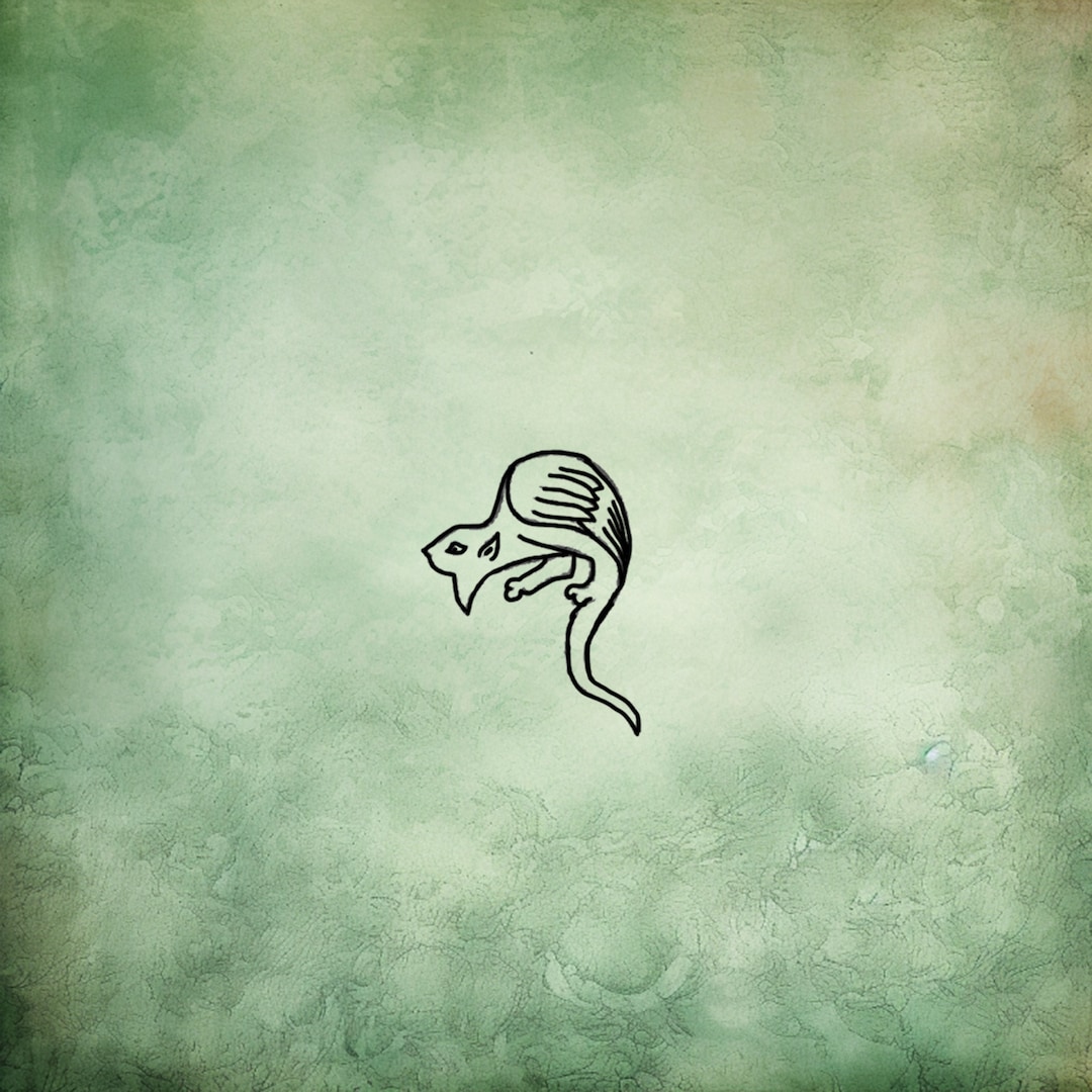 Medieval Illuminated Manuscript Stamp Hissing Creature - Antique Style ...