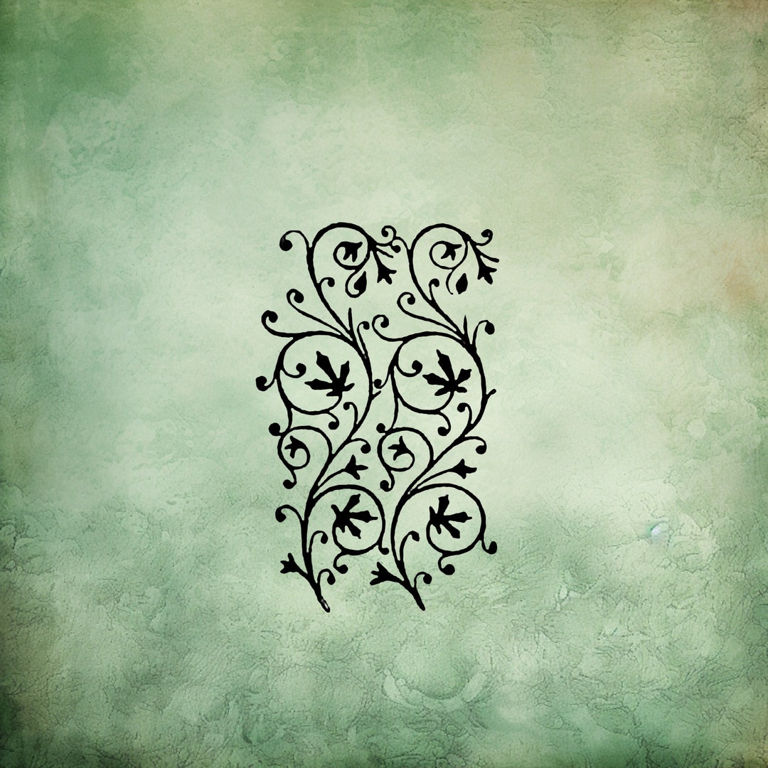 Medieval Illuminated Manuscript Stamp Pattern Floral and Foliage Swirls ...