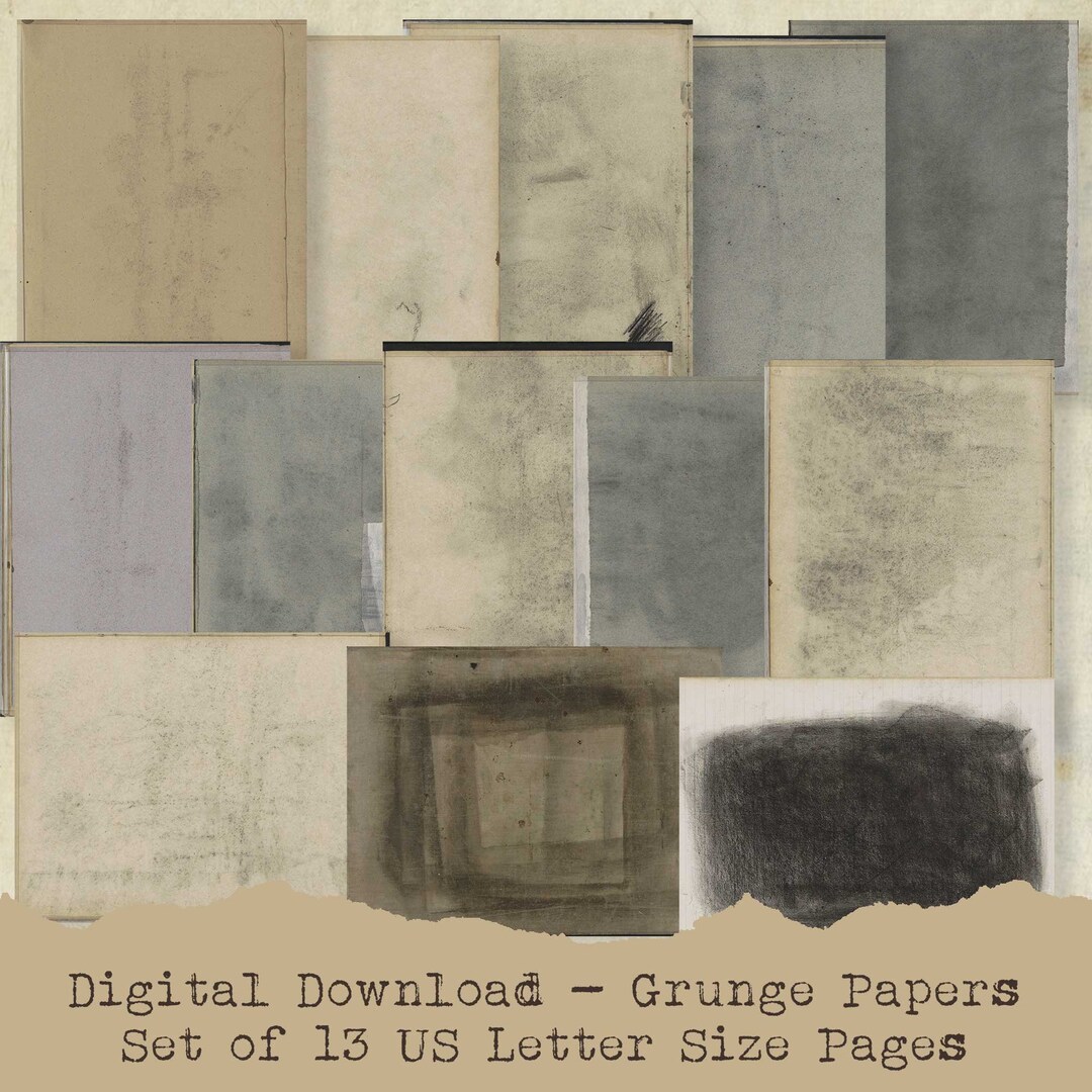 Set of THIRTEEN Grunge Paper Textures Distressed Folds Scribbles 8.5 X ...