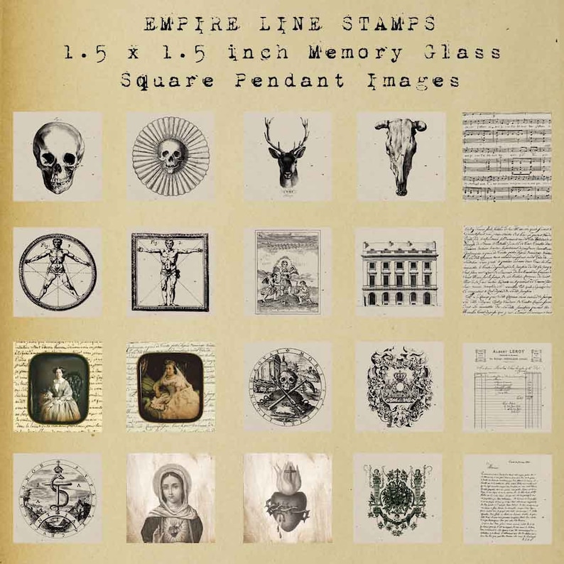 Macarbe Mystical Edgy Symbols in 1.5 Inch Square Artworks for Pendants ...