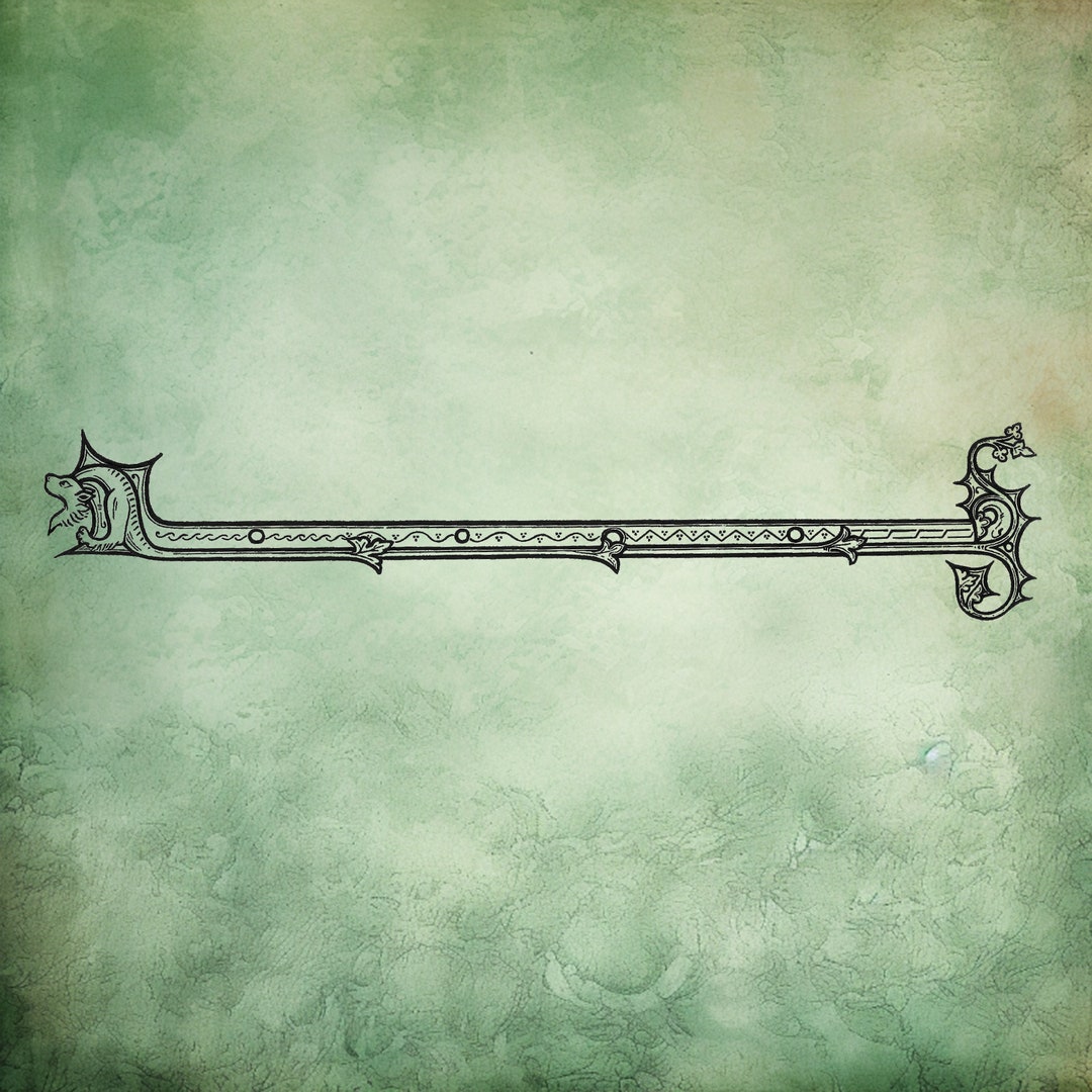 Medieval Illuminated Manuscript Horizontal Stamp Dragon Antique Style ...