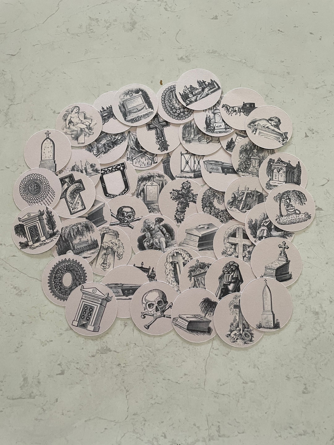 Antique Style Victoriana Mourning Tags Round Cards or Stickers Skulls ...