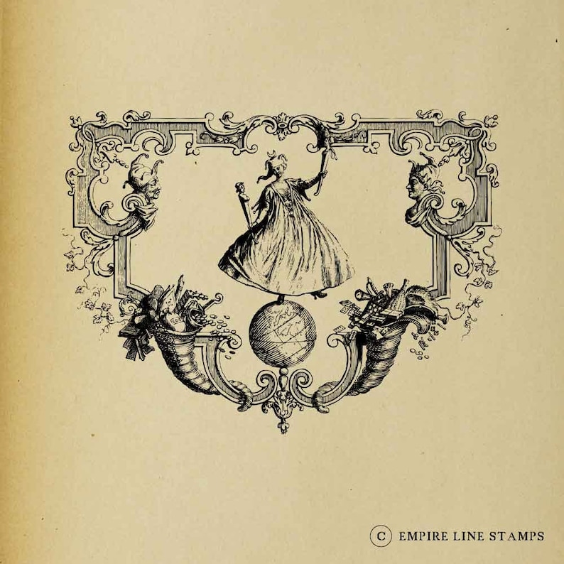 Whimsical Ornate Header With Dancer - Digital Download Image Transfer ...