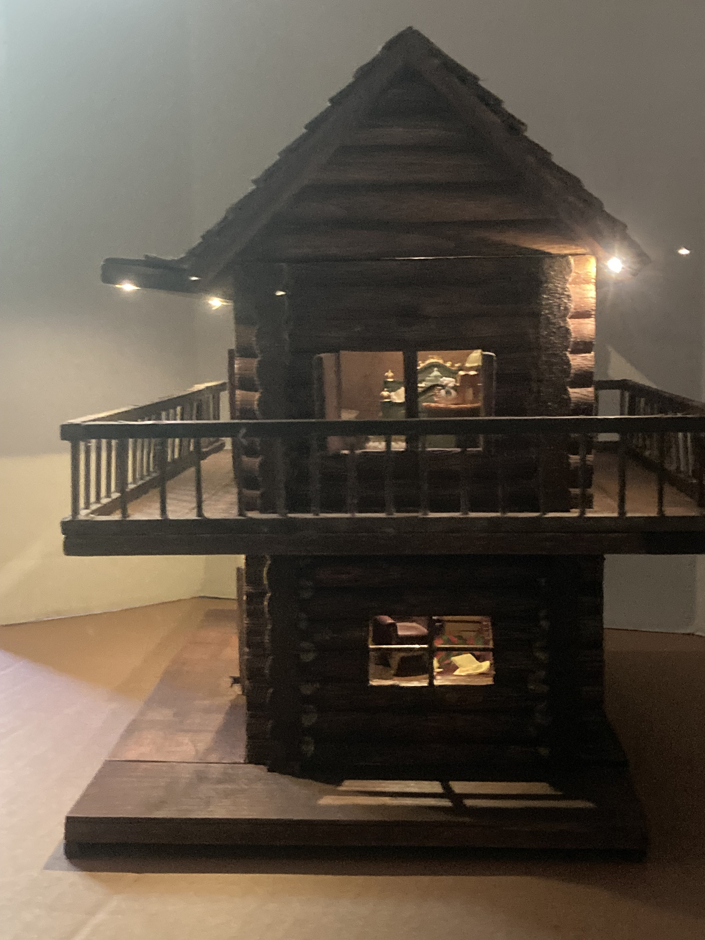 Unique 2 Story Miniature Log Cabin, Lighted With Funiture - Etsy